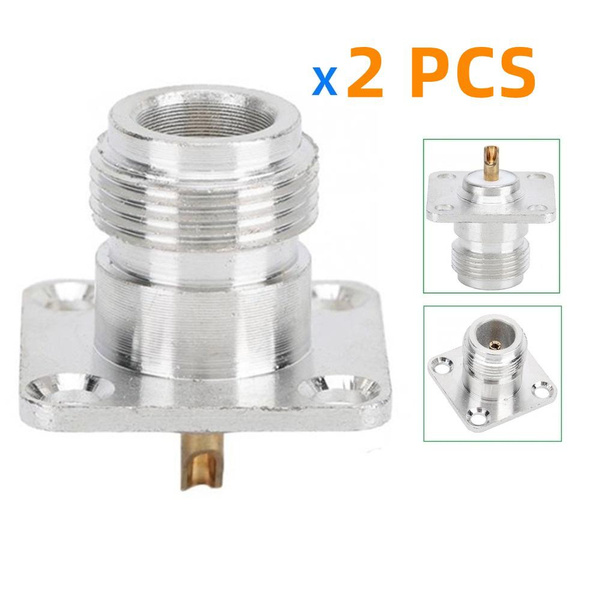 Connector N female jack 4-hole 25mm flange solder panel mount straight ...