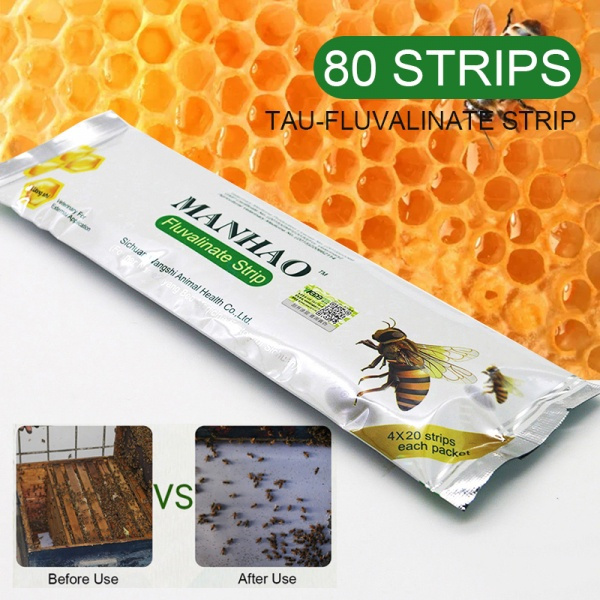 80 Strip/Bag ManHao Tau-Fluvalinate Strip Bee Mite Varroa Killer ...