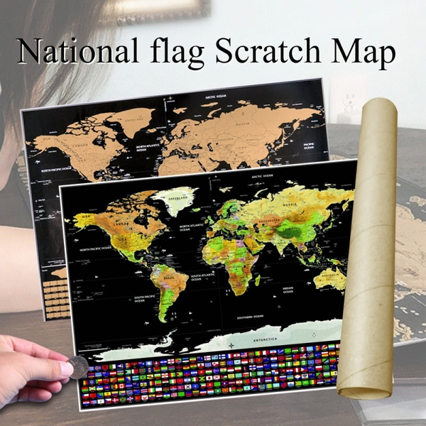 Scratch Off Map Of The World Travel Map Poster Easy Scratching Gold ...