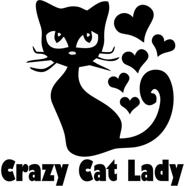 Crazy Cat Lady w Hearts Silhouette - Cat Vinyl Car Decal, Laptop Decal ...