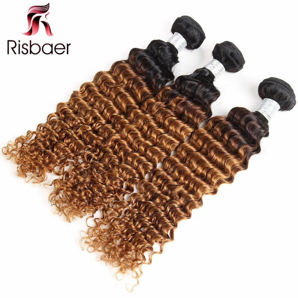 Risbaer Hair Ombre T1B/30 Peruvian Deep Wave 3 Pieces Two Tone Color ...