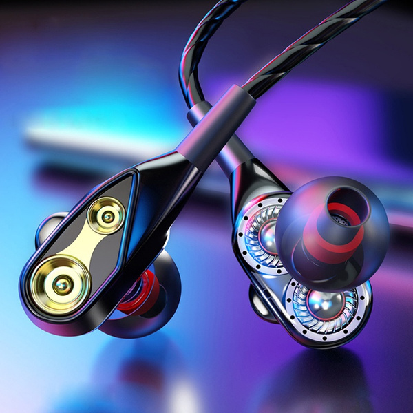 Fashion Dual-Dynamic In-ear Headset Earbuds Bass Earphones 3.5mm Sport ...