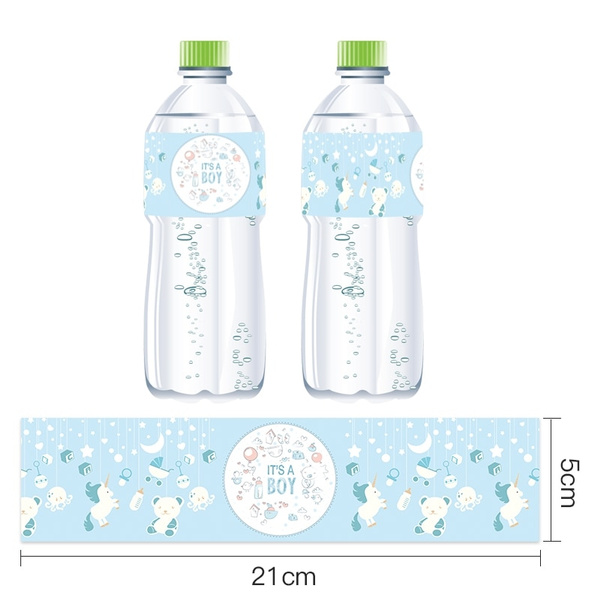 12pcs Baby Shower Girl Boy Mineral Water Bottle Label Stickers Nipple ...