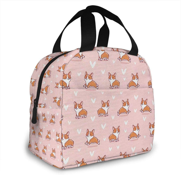 Cute Little Corgi Jumping Running Reusable Lunch Bags Double Layer,3D ...