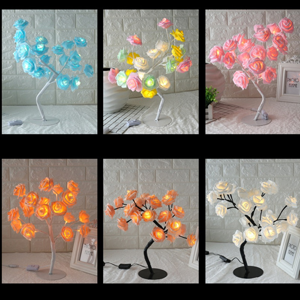 Rose Shaped Table Lamp Flower Rose Tree Decorative Light for Living ...