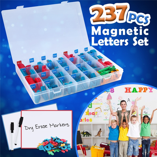 237PCS Magnetic Letters Number with 2 Magnet Boards, 2 Erasable ...