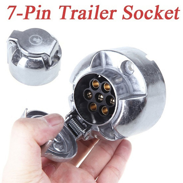 7 Pin Trailer Socket Aluminum Trailer Connector Adapter Towbar Towing ...
