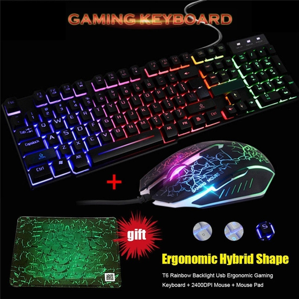 USB Wired Luminous Gaming Mouse Rainbow Keyboard PC Backlight Usb ...