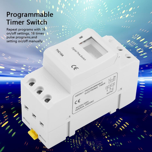 Digital Timer Switch Relay Control LCD DIN Programmable DC12V/DC24V ...
