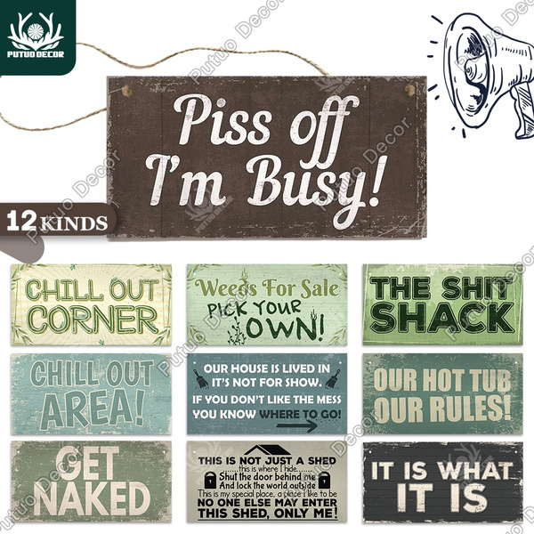 12 Kinds of Funny Signs Wooden Plaques Hanging Decor Home Decoration（3. ...