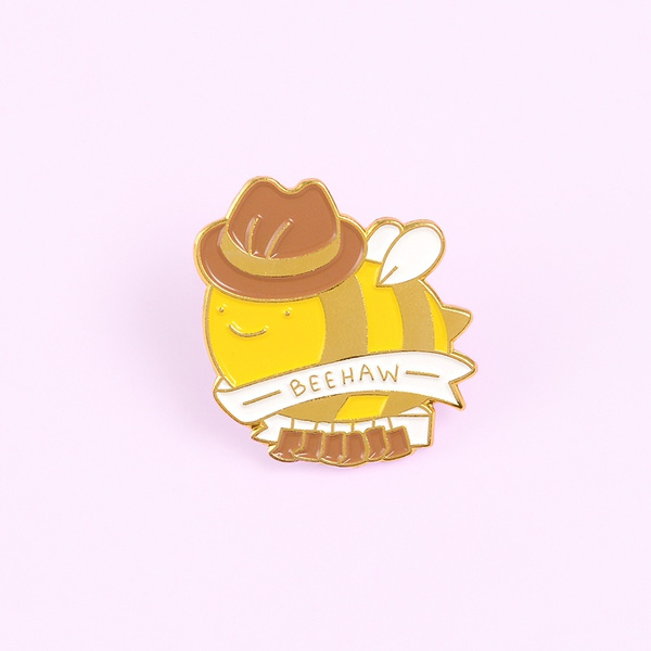 Mr. Bee Enamel Brooch yellow Bees in hats Fat BEE HAW Lapel Pin Cute ...