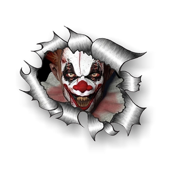 Ripped Torn Metal Design With Evil Horror Clown Motif External Vinyl ...