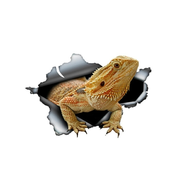 13cm x 8.7cm Bearded Dragon Car Sticker Torn Metal Decal Reflective ...