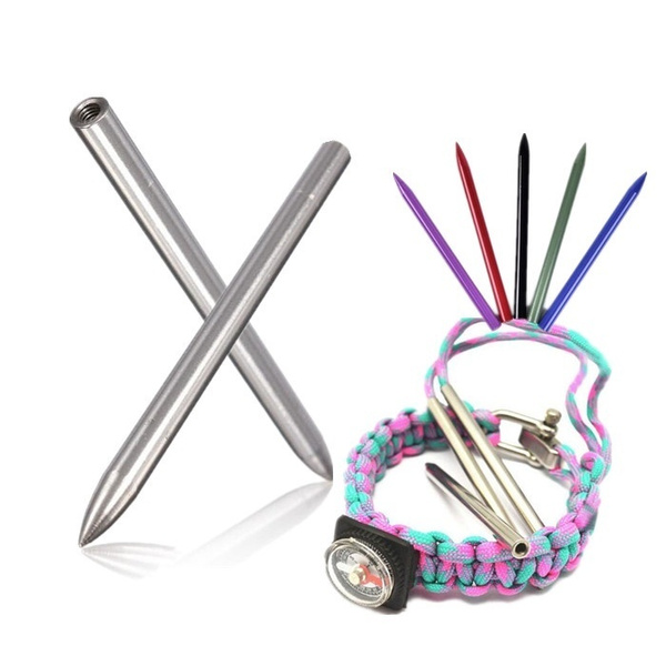 2Pcs Steel Paracord Needle with Screw Thread Stiching Fid Knit Weaving ...