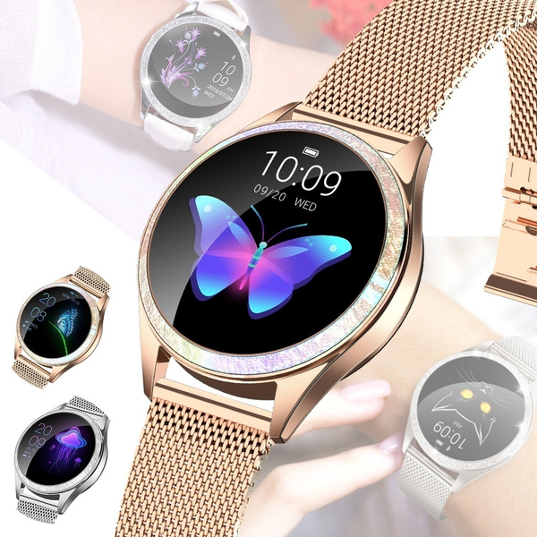 Fashion Women IP68 Waterproof Smart Watch Luxury Rose Gold Stainless ...