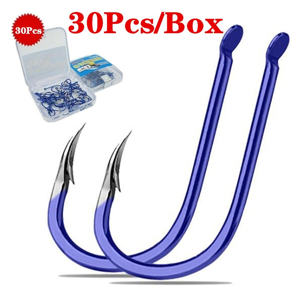 30Pcs/Box Durable Blue Fishing Hook High Carbon Steel Barbe Fishing ...