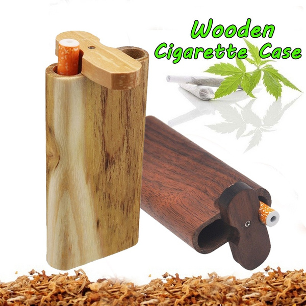 1PC 100mm New Wooden Smoking Cigarette Case Wood Dugout One Hitter With ...