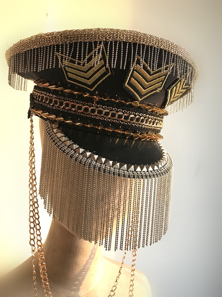 Halloween Punk Costume Hats Cosplay Party Police Captain Rock Caps ...