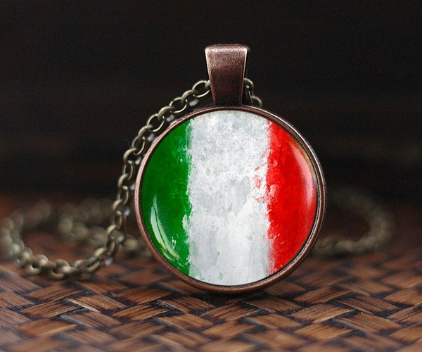 Flag of Italy Necklace, Italian Flag Jewelry, Country Flag, Italy ...