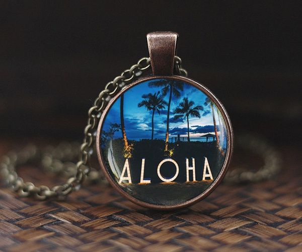 Aloha pendant, Hawaii Jewelry, Aloha Hawaiian Necklace Vintage Hawaiian ...