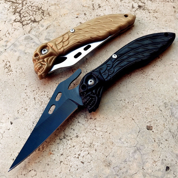 Portable Skull Feather Dagger Folding Pocket Knife Bird Pterosaur Head ...