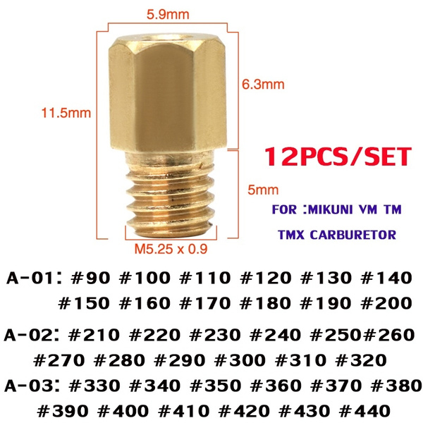 12pcs/set Motorcycle Carburetor Main Nozzle Main Jet Set For MIKUNI VM TM TMX Carburetor #90-200 ...