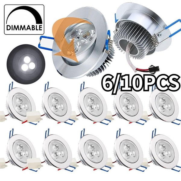 6/10PCS Dimmable 110V 220V 3W LED Ceiling Light Downlight,Cool White ...