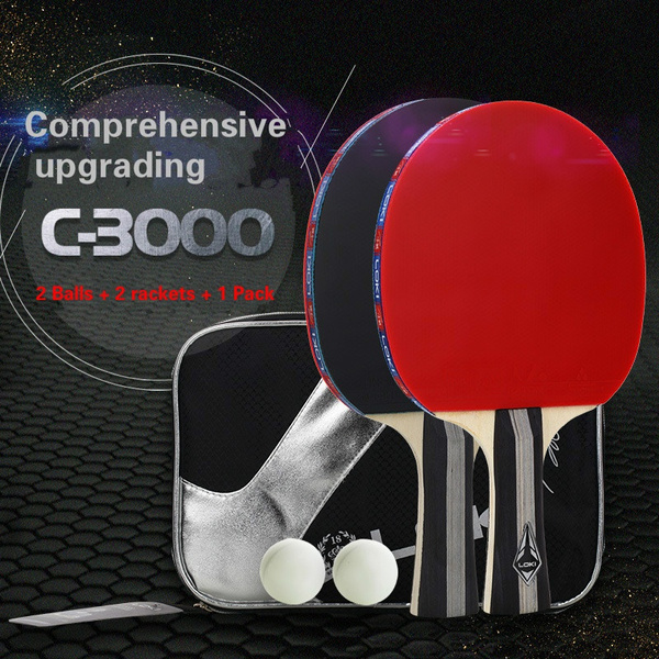 2 PCS C3000 Professional Table Tennis Ping Pong Racket + 2 Balls +Bag ...