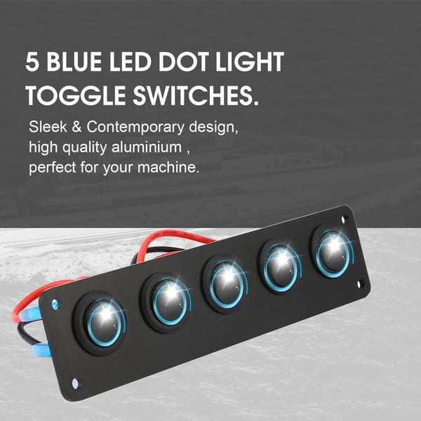 5 Gang 12V Rocker Switch for Car Marine Boat Circuit Breakers Overload ...