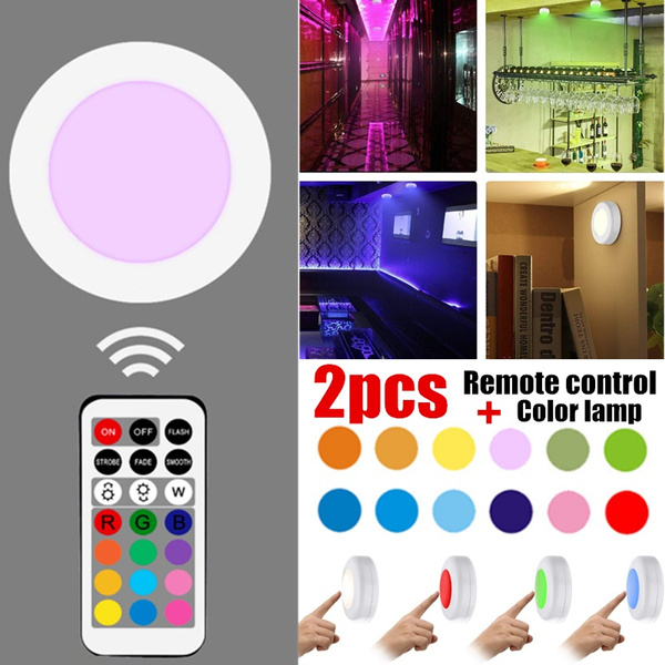 Wireless RGB Dimmable Led Night Lights Battery Remote Touch Sensor LED ...