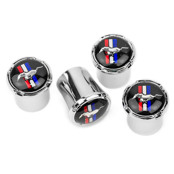 Chrome Tire Valve Stem Caps for Ford Mustang, Horse & Bar Logo | Wish