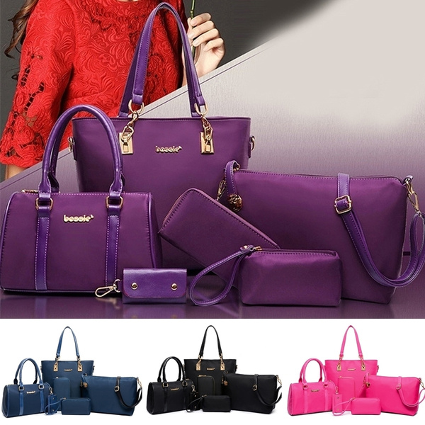 6 Set Bags Luxury Handbag Shoulder Bag Tote Wallet Key Bag Patent ...