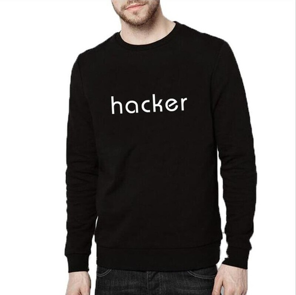 Hacker Letter Printing Men and Women's Autumn and Winter Fashion Hooded ...
