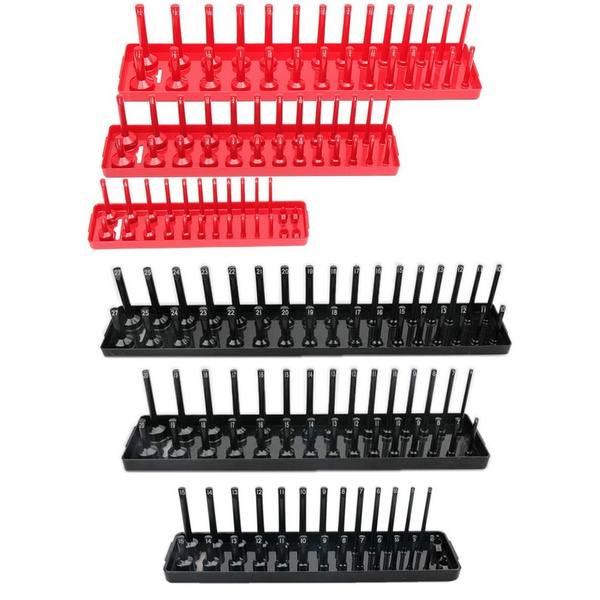 3pc/Set 1/4" 3/8" 1/2" Sockets Metric SAE Magnetic Socket Rack Storage ...
