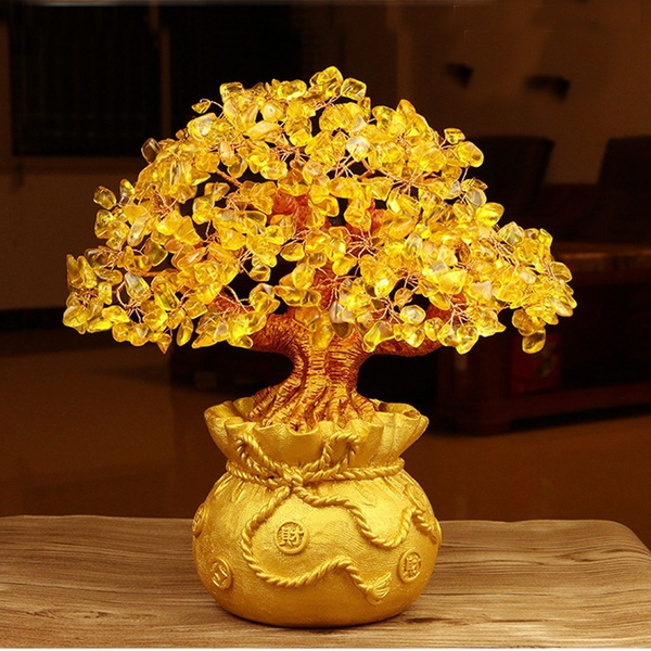 Money Tree Feng Shui Ornaments Citrine Gem Office Home Table Office ...