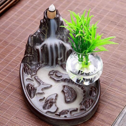 Eative Ceramic Incense Holder Portable Backflow Censer Aromatherpy ...