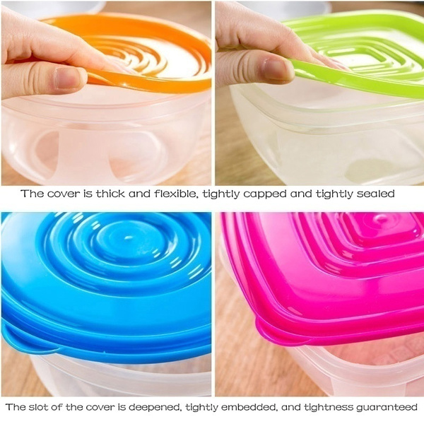 Purple/Pink/Orange/Blue Round Square Meal Prep Containers Set Food ...