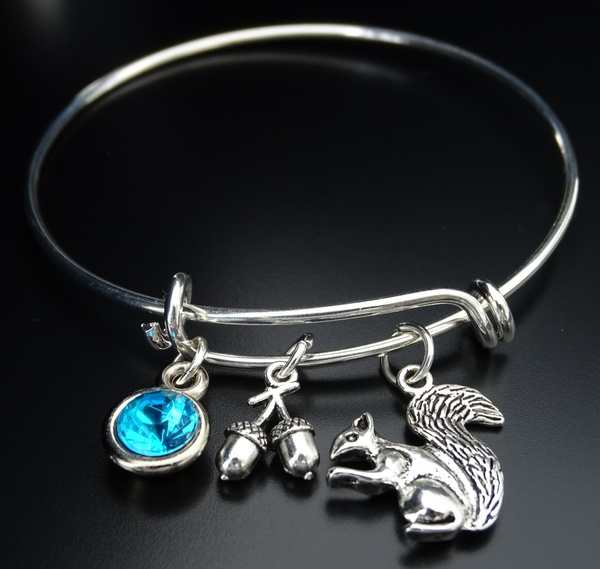 Charm, Animal Squirrel Bangle Bracelet, Adjustable Expandable Bangle ...