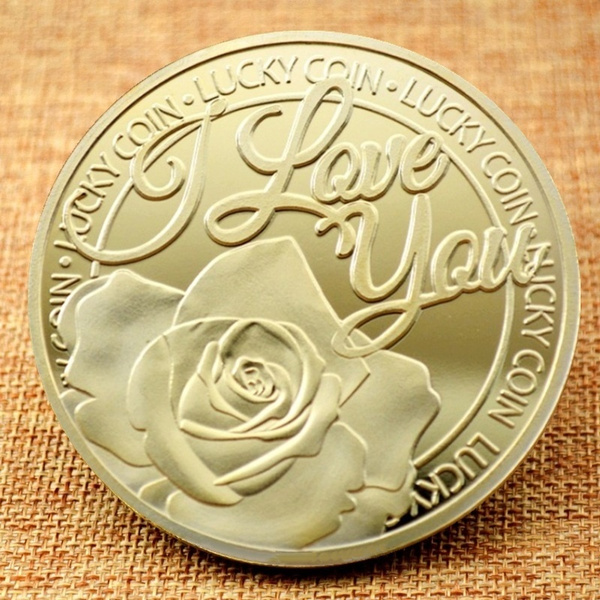 Embossed Rose Love Commemorative Coin, Gold and Silver Can Choose, Love ...