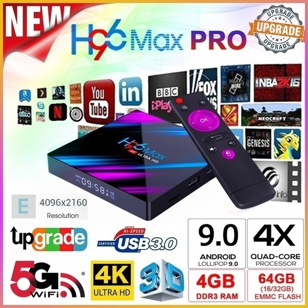 Upgraded Version 4K Android 9.0 HD TV Box, Quad-core 2.4G+5G WiFi/4K/3D ...