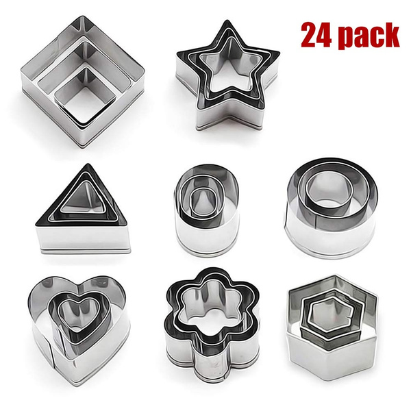 24PCS Geometric Cookie Mold Set Stainless Steel Cookie Cutters Small ...