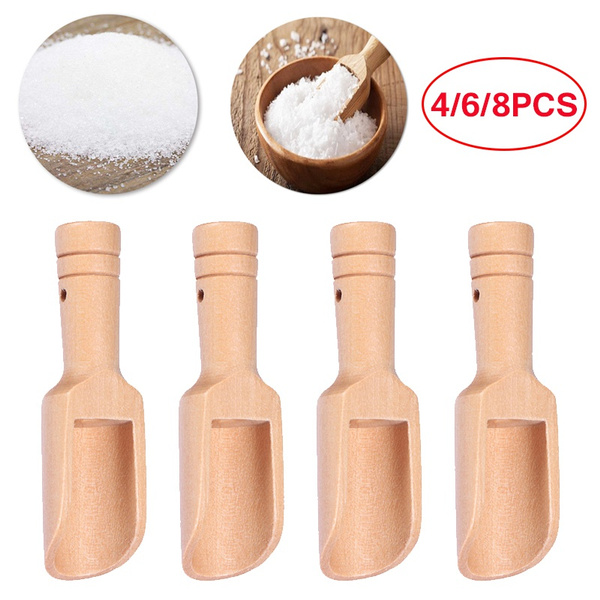 4PCS/6PCS/8PCS Wooden Handle Scoop Teaspoon Small Salt Shovel Milk ...