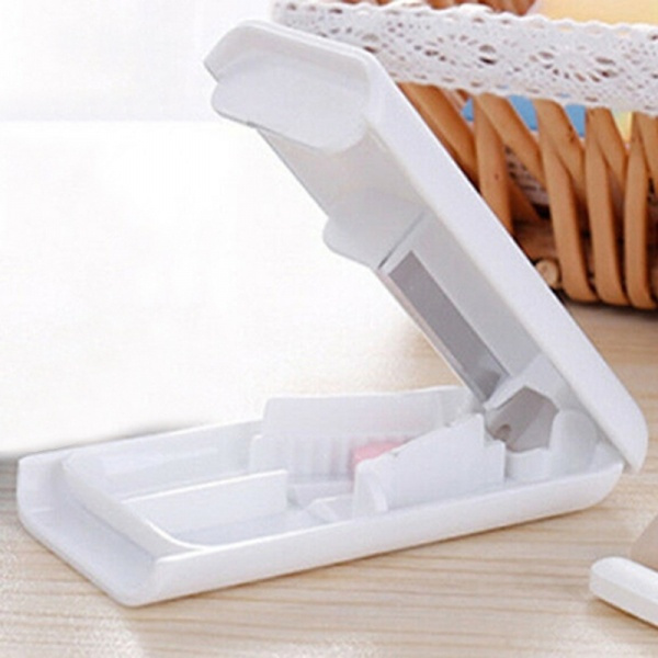Tablet Pill Cutter Splitter Medicine Box Plastic Storage Case Divider ...