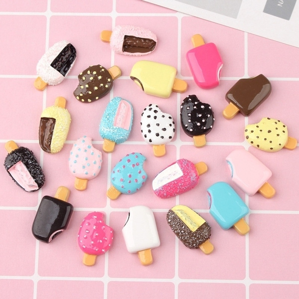 10Pcs Popsicle Ice Cream Polymer Slime Charms Lizun Modeling Clay DIY ...