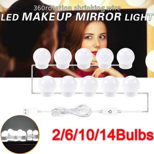 2/6/10/14 Bulbs USB Mirror LED Lights Makeup Mirror Vanity LED Light ...