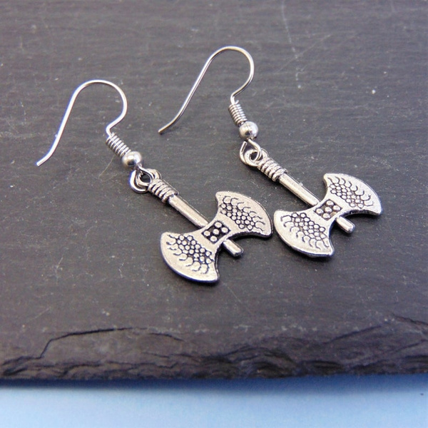 Labrys Axe Charm Earrings of Greek Mythology, Steel Ear Wires, Modern ...