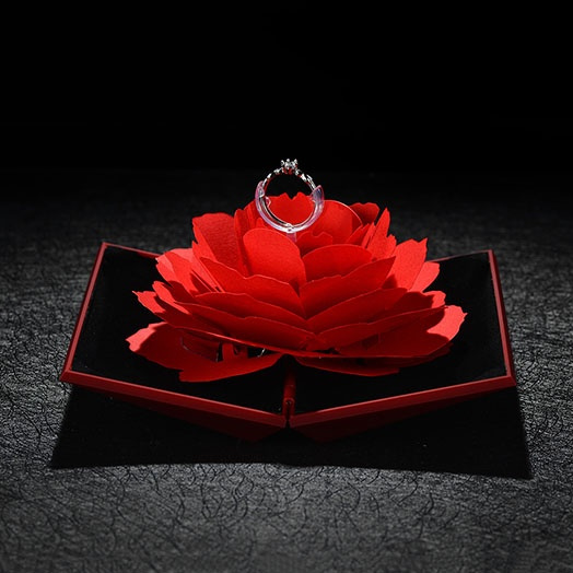 Magic Rotation Rose Ring Box Romantic Confession Jewelry Box Valentine ...
