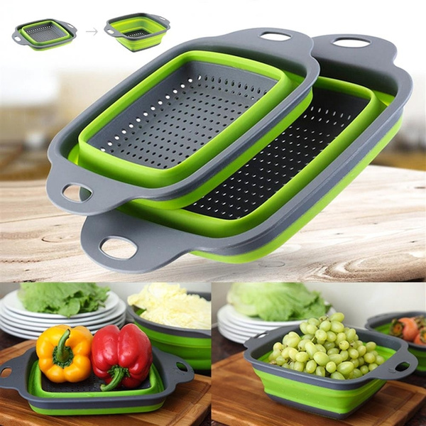 Kitchen Collapsible Colander Fruit Vegetable Washing Drain Basket ...