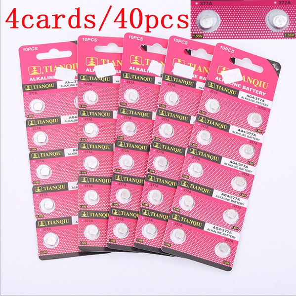 4Cards/40Pcs AG4 Button Battery 377 Electronic Watch Dedicated LR626 ...