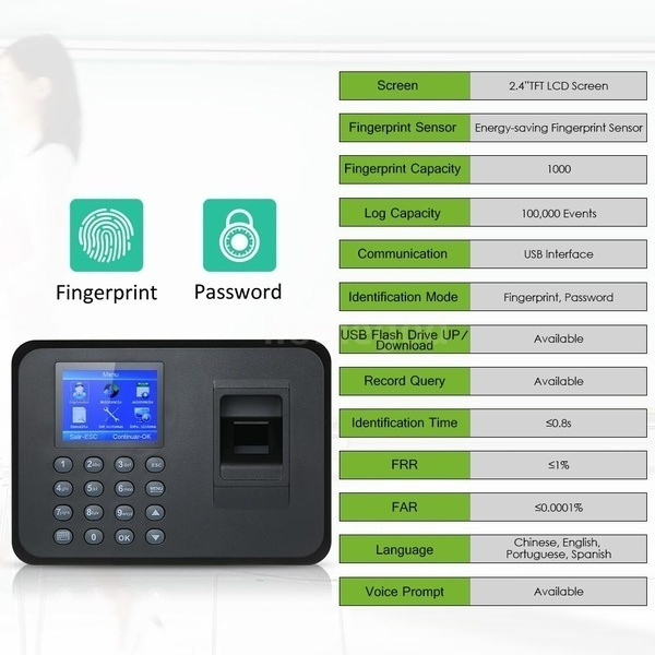 Fingerprint Attendance Machine 2.4" TFT LCD Biometric fingerprint | Wish